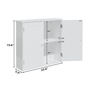 Hamesen Bathroom Wall Cabinet Over Toilet, Space Saver Storage Cabinet with 2 Door Adjustable Shelves, Small Medicine Cabinet for Bathroom Laundry Room Kitchen