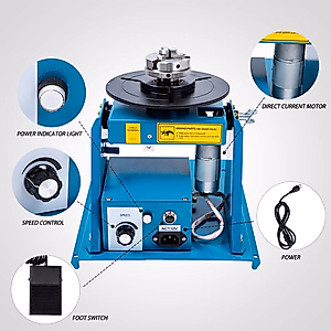 TFCFL Turntable Table, DC24V 20W Rotary Welding Positioner Turntable Table High Positioning Accuracy Suitable for Cutting, Grinding, Assembly, Testing and Other Seam Welding (10KG)