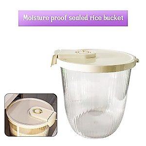 PENCK 20bl Flour Storage Container Airtight Rice Holder Dispenser Plastic Food Bin Cereal Grain Organizer Box with Locking Lid & Measuring Cup, 5-10kg Capacity, Cream