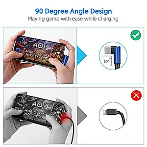 USB Type C Cable 90 Degree [2Pack 6.6FT], Right Angled USB A to C Charger Cable for Samsung Phones and Tablets, Google Pixel, LG and More – 3A Quick Charging Cable & Fast Data Sync Transfer