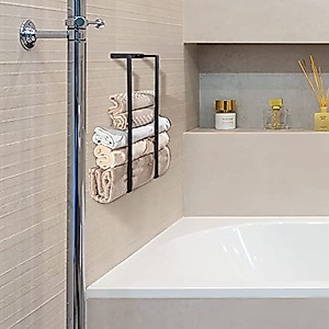 EAPC Towel Racks for Bathroom, Wall Mounted Bath Towel Rack, Adhesive & Drilling Towel Storage with 2 Towel Hooks, Stainless Steel Bathroom Organization Shelf for Washcloths Hand or Bath Towels