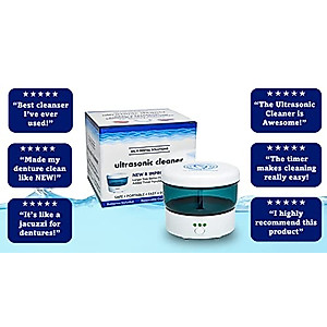 Dr. B Dental Solutions Ultrasonic Cleaner, High Frequency Wave Cleaning Machine for Dentures, Nightguards, Retainers, Aligners, and Sleep Apnea Devices