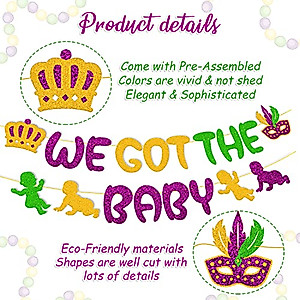 We Got The Baby Banner Mardi Gras Baby Shower Party Decorations Carnival New Orleans Masquerade Fleur De Lis Fat Tuesday Theme Gender Reveal Party Supplies
