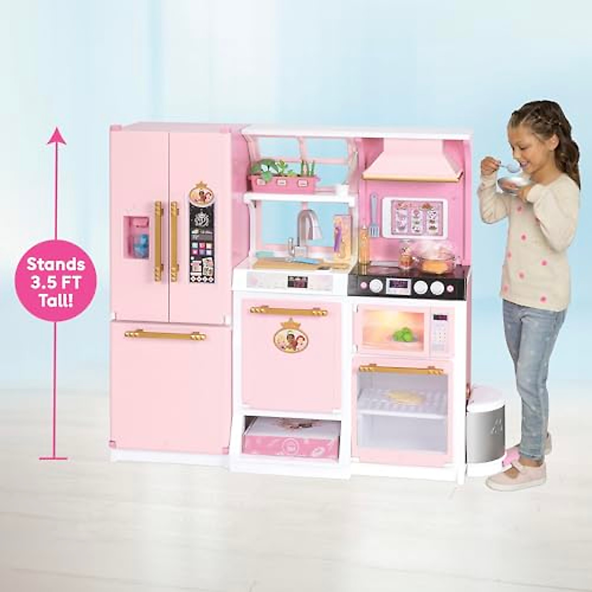 Disney Princess Style Collection Fresh Prep Gourmet Kitchen, Interactive Pretend Play Kitchen for Girls & Kids with Realistic Steam, Complete Meal Kit & 35+ Accessories