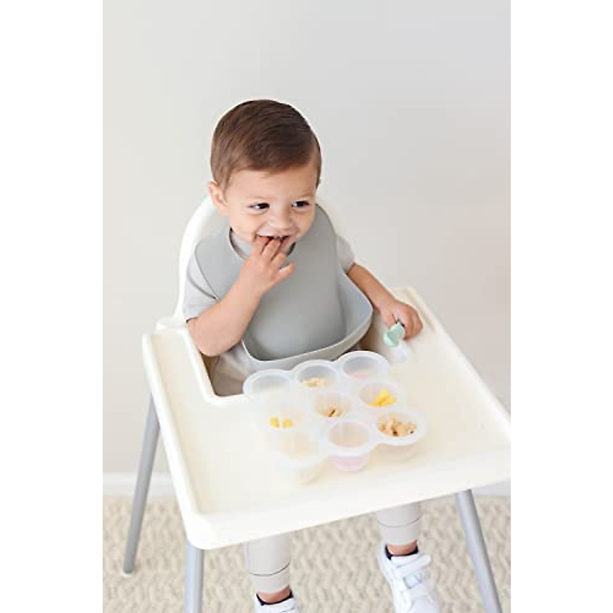 otterlove Silicone Bib – 100% Pure Platinum LFGB Baby Bibs with No Fillers – Wide Food Catching Pocket – Easy Clean – Mess Proof – Dishwasher Safe – BPA & Phthalate Free (2 Bib Pack - Sage & Sand)