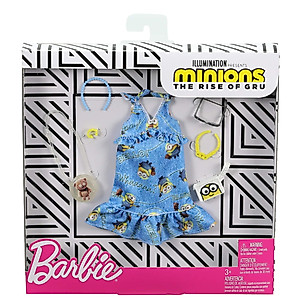 Barbie Storytelling Fashion Pack of Doll Clothes Inspired by Minions: Denim Dress and 6 Accessories Dolls, Gift for 3 to 8 Year Olds