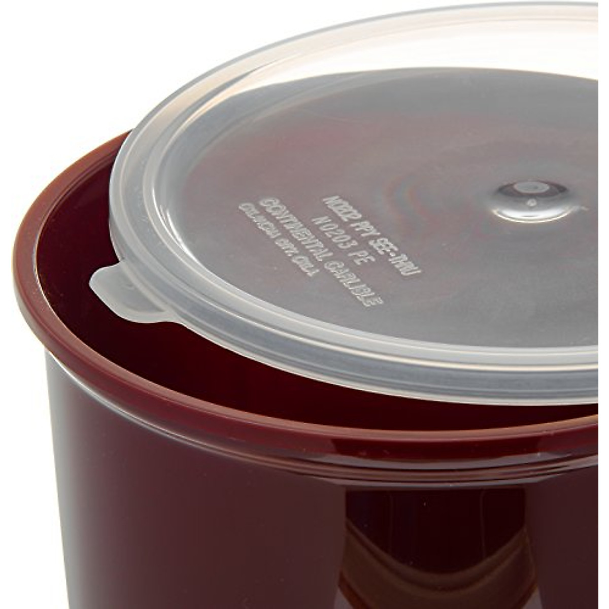 Carlisle FoodService Products Round Storage Container with Lid, 2.7 Quart Crock, Brown