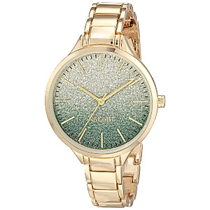 Nine West Women Japanese Quartz Dress Watch with Metal Strap, Gold, 12 (Model: NW/2336GNGB)