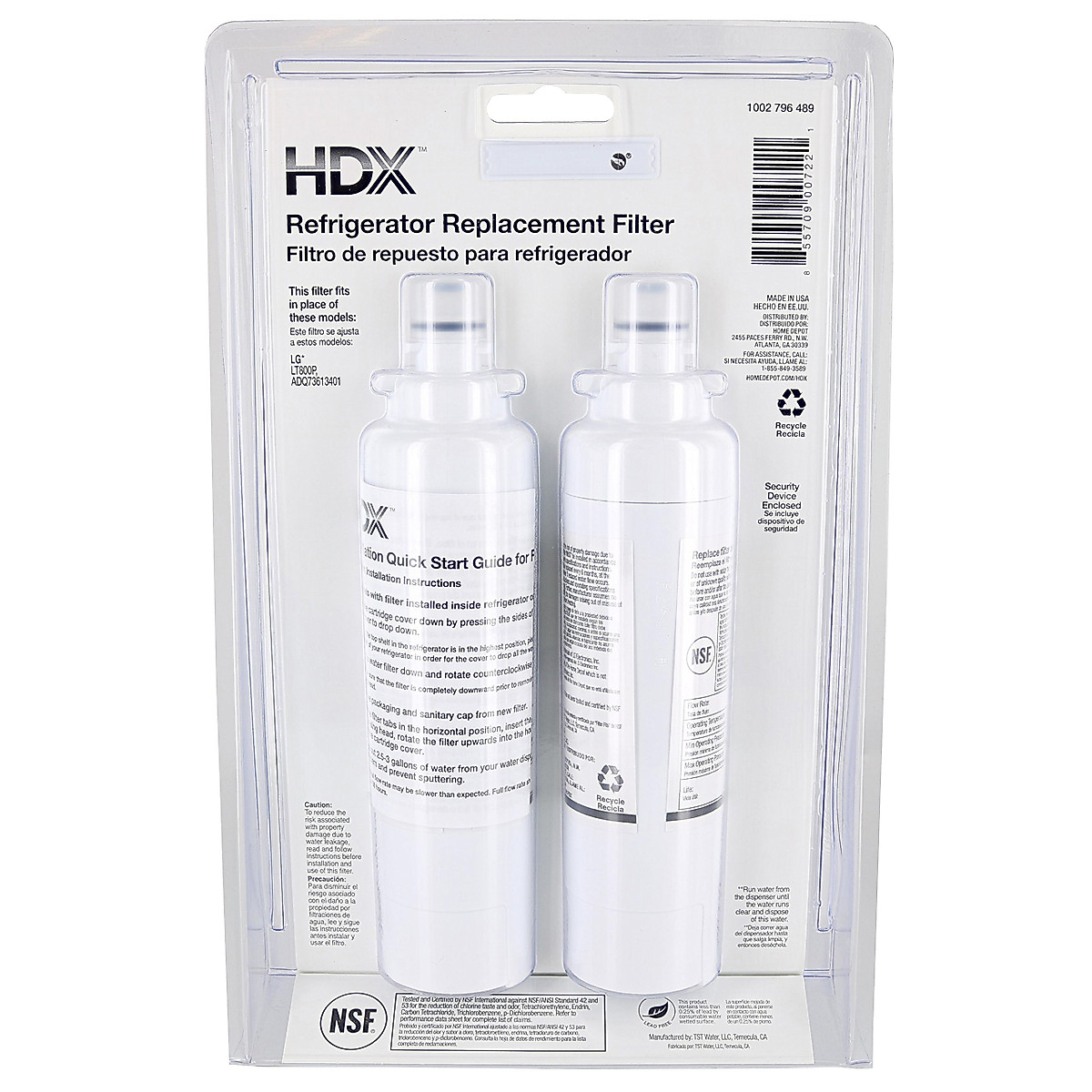 HDX FML-4 Replacement Water Filter / Purifier for LG Refrigerators (2 Pack)