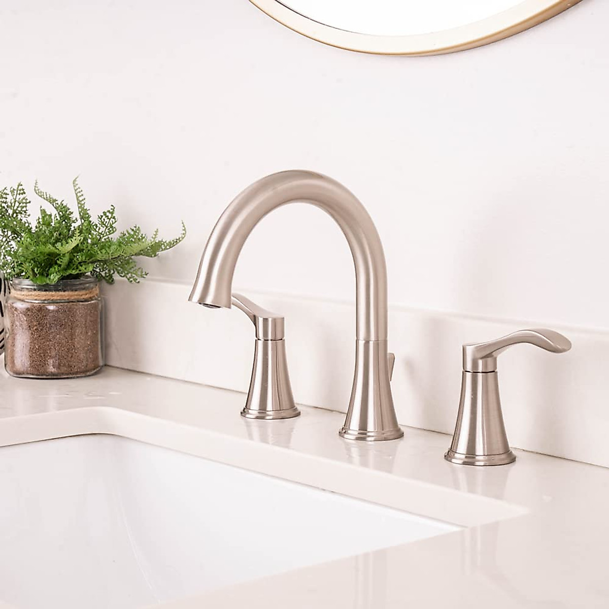 EZ-FLO Bathroom Faucet, Widespread Lavatory Sink Faucet with 2 Handles, Brushed Nickel, 10715
