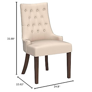 COLAMY Wingback Upholstered Dining Chairs Set of 6, Fabric Side Dining Room Chairs with Tufted Button, Living Room Chairs for Home Kitchen- Beige