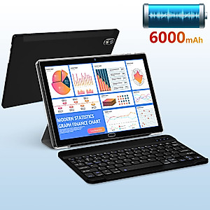 Tablet 10.1 inch Android 11 Tablets, 2 in 1 Tablet with Keyboard, 4GB RAM 64GB ROM 256GB Expandable, 4G Cellular, Octa-Core Processor, 13 MP Camera, Google Certified 2.4G WiFi Tablet Black