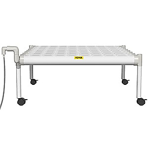 VEVOR Hydroponics Growing System, 72 Sites 8 Food-Grade PVC-U Pipes, 1 Layer Indoor Planting Kit with Water Pump, Timer, Nest Basket, Sponge for Fruits, Vegetables, Herb, White