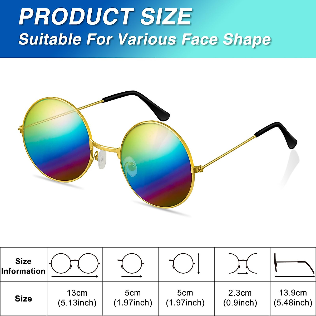 BOUBONI 28 Pairs Hippie Sunglasses 28 Colors Round Hippie Glasses 60s 70s Outfits Groovy Party Decorations Sunglasses for Women Men with Colored Glasses Cloth for Disco Party Favors