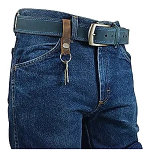 Hide & Drink, Rustic Keychain with Belt Loop, Keyring Organizer, Slim Strap for Keys, Full Grain Leather, Handmade, Bourbon Brown