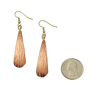 Chased Copper Long Tear Drop Earrings By John S Brana Handmade Jewelry Durable Copper Earrings