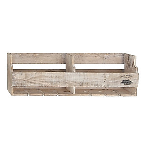 Deco 79 Wood 10 Bottle Wall Wine Rack with 6 Glass Holder Slots, 36" x 5" x 11", Brown