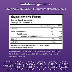 NutraChamps (Pack of 2 Melatonin Gummies for Adults, Extra Strength Sleep Aid Vitamins, 5mg or 10mg Dose, Vegan Natural Strawberry Flavor Supplement for Better Sleep, 120 Gummies