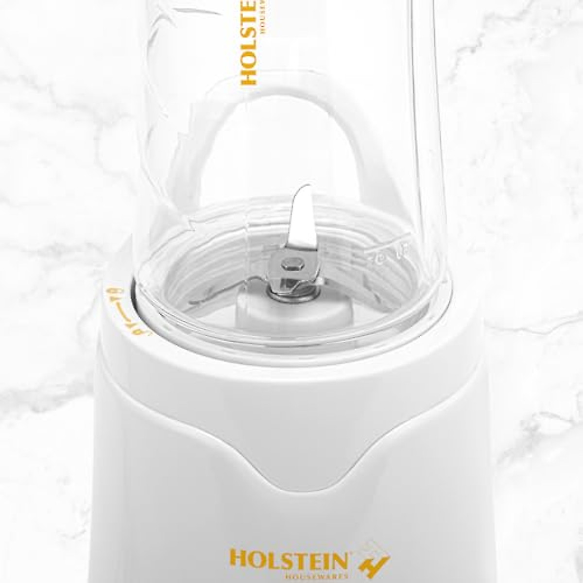 Holstein Housewares Personal Blender - Creamily Smooth Shakes and Smoothies, BPA-Free 20oz To-Go Cups, Golden Elegance Design, 250W