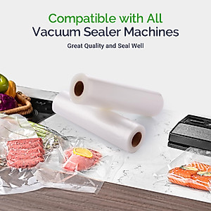 GERYON Vacuum Sealer Rolls,2 Packs 8" x 50' Food Vacuum Sealer Bags Rolls for Food Preservation Work with All Geryon Food Sealer Machine