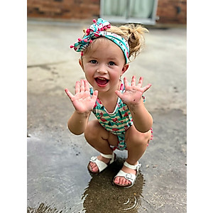 6-12 Months Toddler Flamingo Leaves Green White Stripe Pattern Sleeveless Jumpsuit Lovely Pink Pom Pom Tassel Baby Romper Series,Birthday Gifts