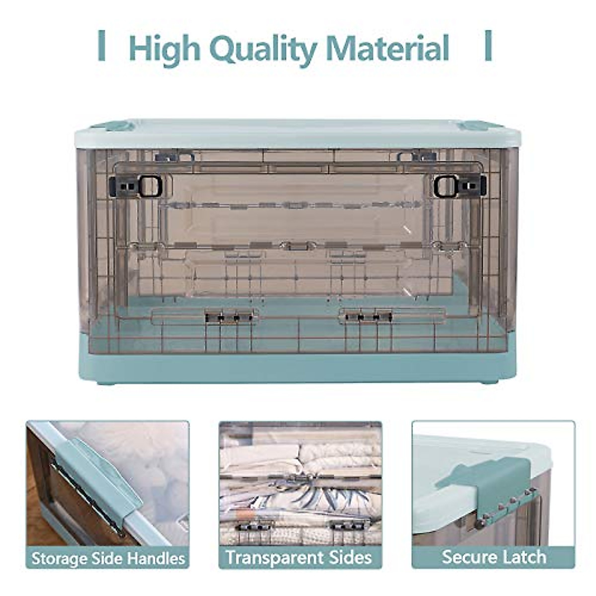 Lucky Monet Clear Storage Bins with Lids 55 Quart, Large Stackable Storage Bins Plastic Organizer Bins Boxes with Wheels & Dual Open, Collapsible Storage Containers for Closet Home Kitchen Car Trunk