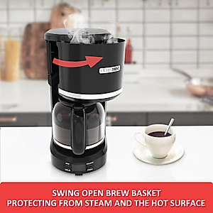 KITCHENTREND 12-Cup Programmable Coffee Maker with Permanent Filter, Removable Water Reservoir Coffee Machine, Drip Coffee Maker, Delay Brew, Timer & Keep Warm, Swing Open Brew Basket, Black