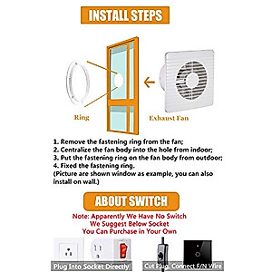 FanGoFast 4 Inch Exhaust Fan Ventilation Extractor with Anti-backflow Ventilation Fan,12W Powerful Kitchen Extractor Fan,Window and Wall Mount Vent Fans, For Kitchen Bathroom Greenhouse Garage