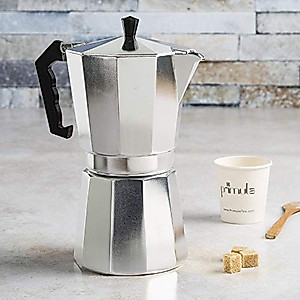 Primula Classic Stovetop Espresso and Coffee Maker, Moka Pot for Italian and Cuban Café Brewing, Greca Coffee Maker, Cafeteras, 12 Espresso Cups, Silver
