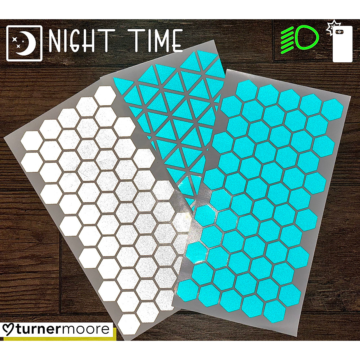 Turner Moore Edition Silver White Reflective Vinyl Permanent Adhesive, 12x12 Sheets Reflective Vinyl for Cricut, Cars, Bikes, Decals, Stickers, Signs, Helmets, Mailbox, Reflective Tape (3-Pack)