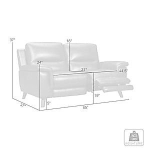 Armen Living Lizette Modern Power Reclining Loveseat in Dove Grey Leather