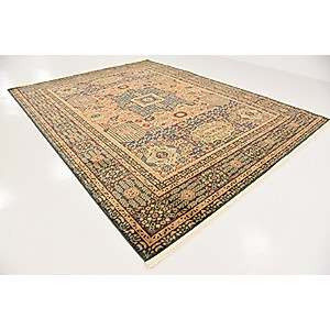 Unique Loom Palace Collection Traditional, Southwestern, Medallion, Geometric Area Rug, 9' 0" x 12' 0", Navy Blue/Tan