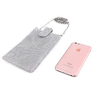 Evening Handbags Clutch Purses for Women Crystal Rhinestone Small Crossbody Bag Cell Phone Purse Wallet in Silver