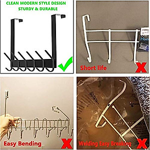 DOKU Over The Door Hook, Stainless Steel Heavy Duty Over Door Hanger Holder for Coat Robe Hat Clothe Towels Hanging, Bathroom Organizer Towel Rack 12 Hooks, Matte Black