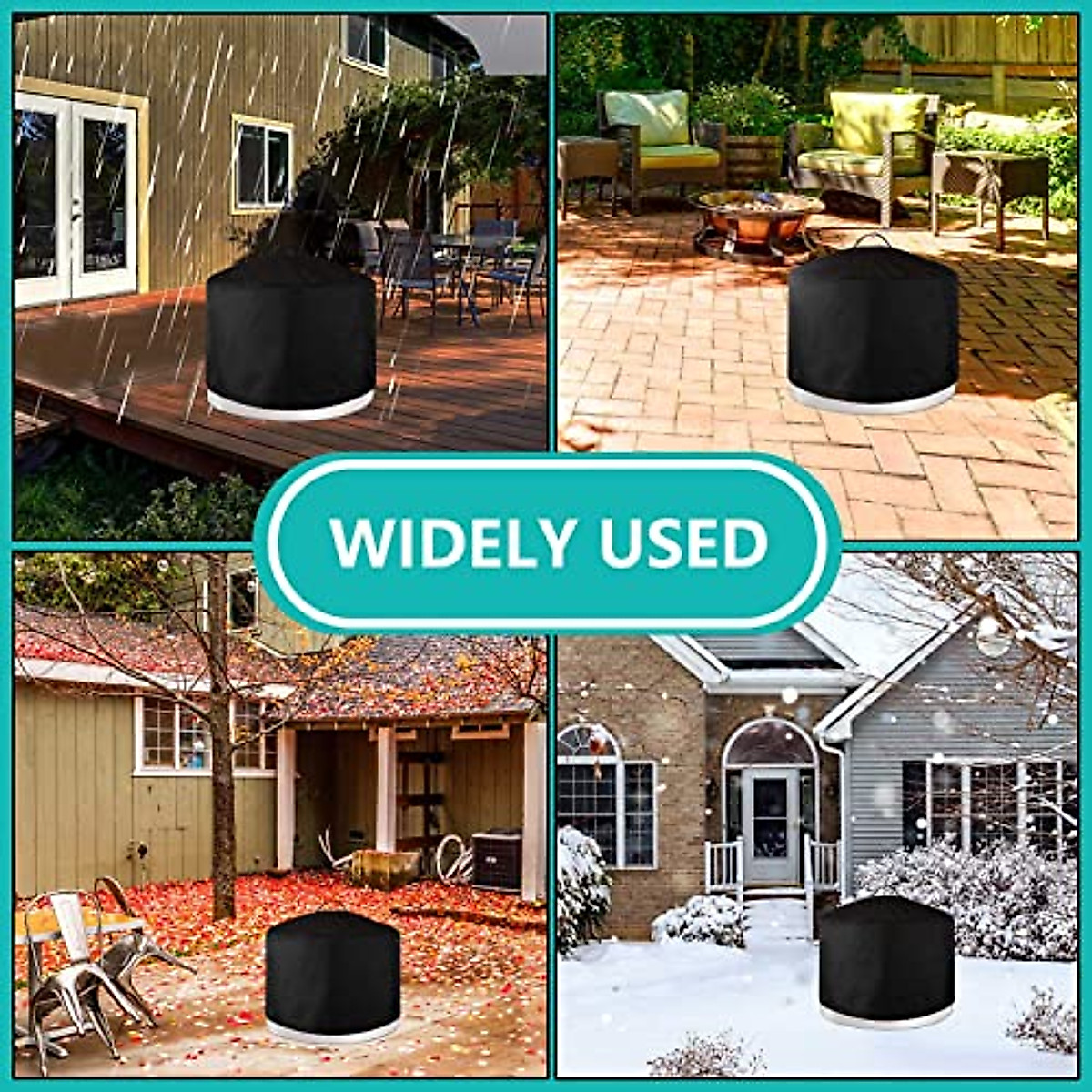 Fire Pit Cover for Solo Stove 15 Inch,Ranger Solo Stove Waterproof Cover,Round Waterproof Fire Pit Protective Accessories for Outdoor Camping,Black,17.7" D x 13.7"H