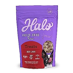 Halo Freeze Dried Raw Dog Treats, Beef Liver Recipe, Dog Treats Pouch, All Life Stages, 3.0-OZ Pouch