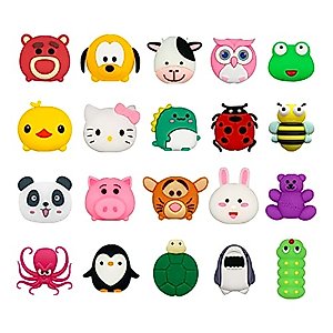 ZAKVOOR 20 Pack Cute Animals Bite USB Charger Protector for iPhone iPad Cable, Charging Protector and Cord Holder, Charging Cable Saver Phone Accessory Cable Buddies