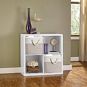 Robuy 3 Pack Storage Cube Bins Collapsible Sturdy cationic Fabric Storage Basket with Cotton Rope Handle For Organizing Shelf Nurery Home Colset 13x13x13 inch