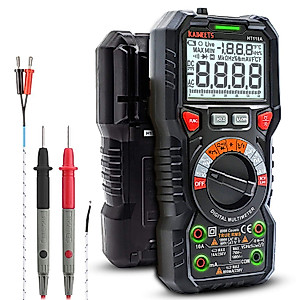 KAIWEETS Digital Multimeter TRMS 6000 Counts Ohmmeter with 5PCS Alligator Clips Electrical Test Leads Set, Multimeter Measures Voltage Current Amp Resistance Diodes Continuity Duty-Cycle Capacitance T