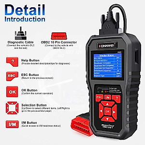 KONNWEI OBD2 Scanner Professional Car OBD II Scanner Auto Diagnostic Fault Code Reader Automotive Check Engine Light Diagnostic EOBD Scan Tool for All OBDII Protocol Cars Since 1996 (Enhanced KW850)