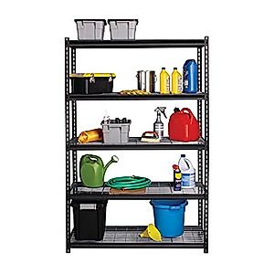 Iron Horse 2300 Deck Wire Shelving Unit, 5 Shelf, 18" x 48" x 72", Black, Black & Zinc