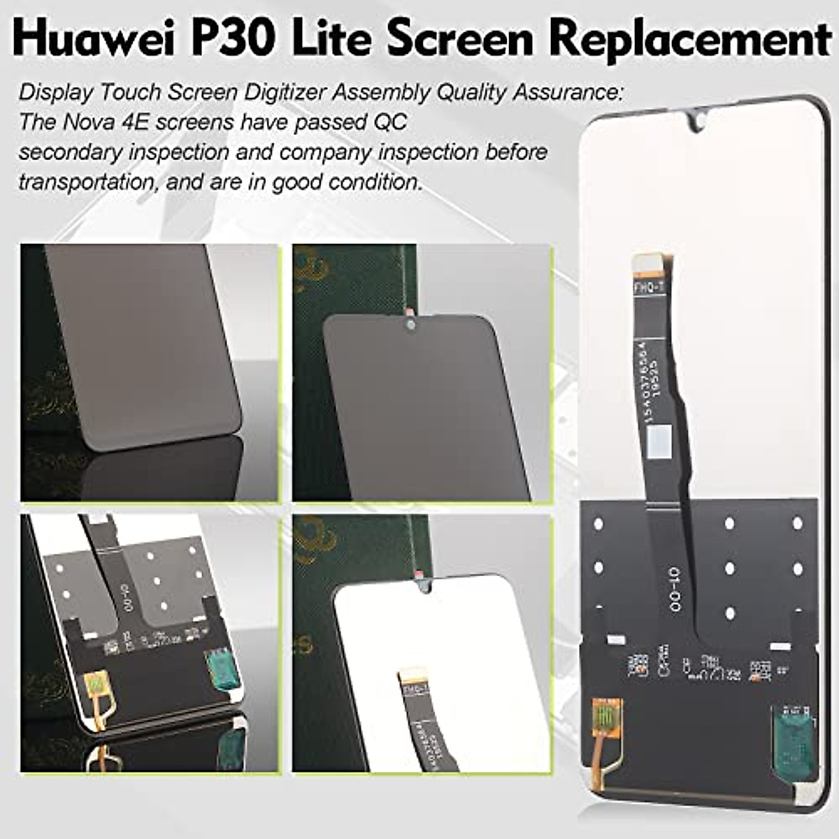 Screen Replacement for Huawei P30 Lite Nova 4E MAR-LX3A MAR-LX2 MAR-L21 MAR-LX3 MAR-LX1 2019 6.15" LCD Display Touch Screen Digitizer Assembly with Tools