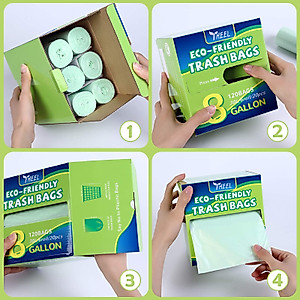 8 Gallon Trash Bags Medium Garbage Bags, Extra Strong Trash-Can-Liner for Bathroom Kitchen Office (120 Counts, 30 Liter, Green)