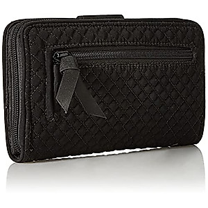 Vera Bradley Women's Microfiber Turnlock Wallet With RFID Protection, True Black, One Size