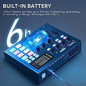 Audio Interface with DJ Mixer and Sound Card, Maonocaster Portable ALL-IN-ONE Podcast Production Studio with XLR Condenser Microphone for Guitar, Live Streaming, PC, Recording, and Gaming (AM100 K1)