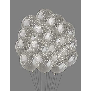 AnnoDeel 50 pcs Clear Star Round Latex Balloons, 12inch Clear Trransparent Balloons for Baby Shower Brithday Wedding Party Balloon decoration