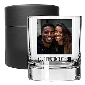 Personalized Printed Photo 11oz Whiskey Glass - Custom Father's Day Gifts, Bourbon Gifts for Men, Customized Gifts for Dad Picture Gifts, Gifts for Him, Boyfriend, Husband, Birthday, Groomsmen Gifts