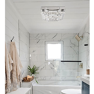 LED Crystal Chandelier Kitchen Ceiling Lights Crystal Flush Mount Ceiling Light Bedroom Chandelier Small Crystal Ceiling Light Fixture Modern Chandelier for Hallway Bathroom Chandelier Light,6000K