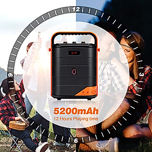 JYX Karaoke Machine with Wireless Microphone, Portable Bluetooth Speaker with Bass/Treble Adjustment, PA System with Remote Control, LED Lights,Supports TF Card/USB, AUX in, FM, REC,TWS for Party