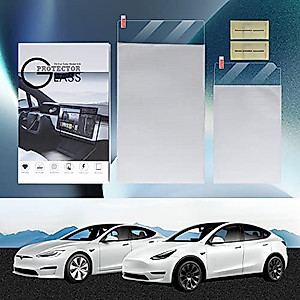 HANSSHOW Tesla Model S/X Tempered Glass Touch Screen Protector 2PCS with 9H Hardness 2.5D Edge Anti-Fingerprint Glare Scratch For 2021+ Model S/X Dashboard Touchscreen + Rear Seat Screen (HD Clear)